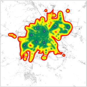 Public Transport Isochronal Map | DeCodingSpaces Toolbox